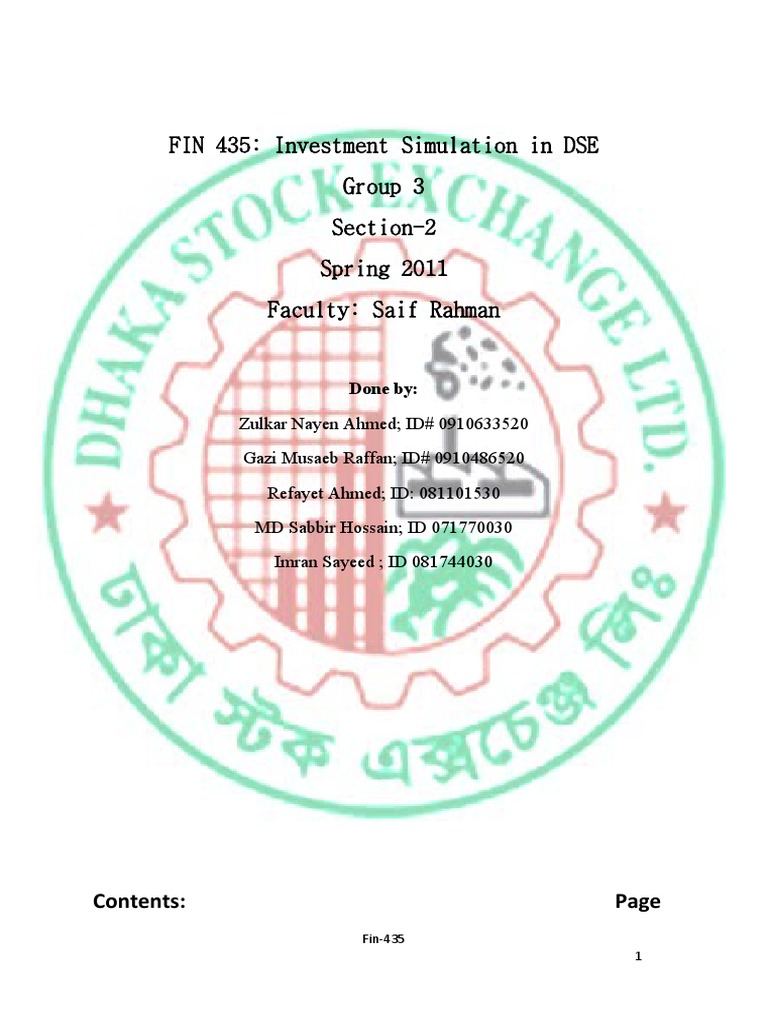 Dhaka Stock Exchange Investment Simu | PDF | Price–Earnings Ratio ...
