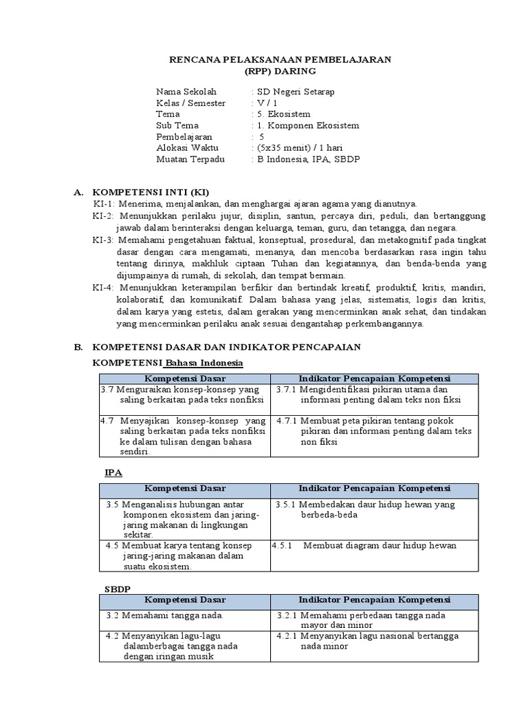 RPP Kelas 5 PB5-dikonversi | PDF