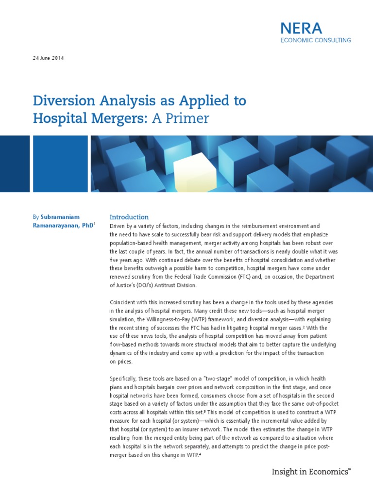 Hospital Merger Diversion Analysis Primer | PDF | Mergers And ...