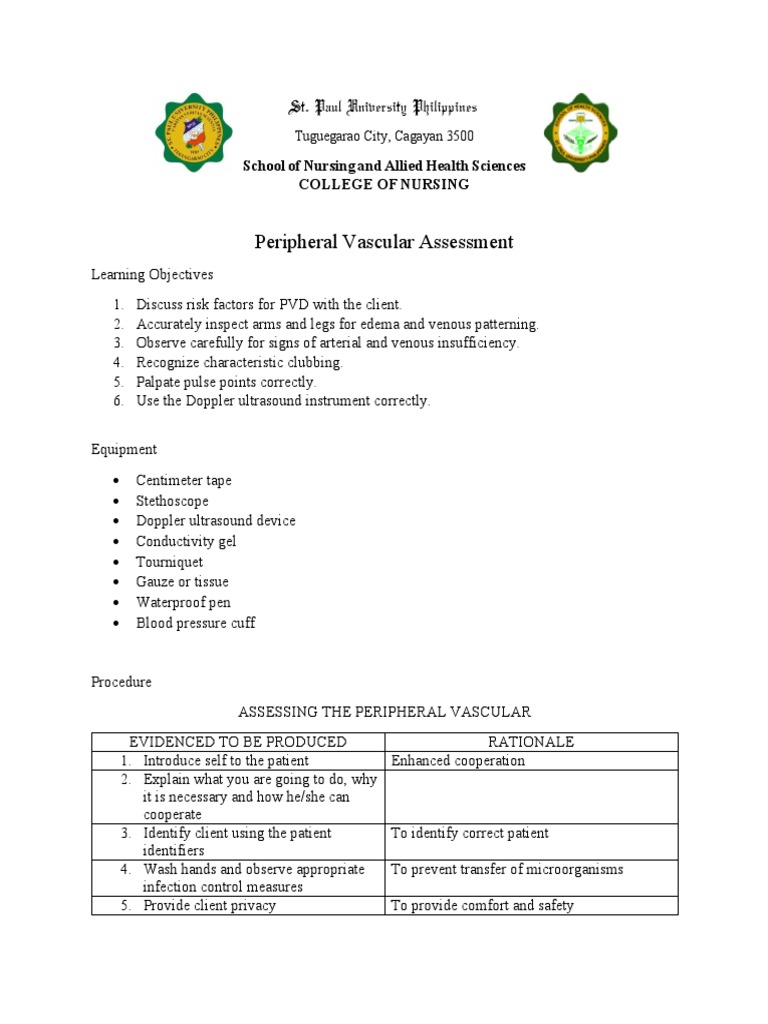Peripheral Vascular Assessment Guide | PDF | Pulse | Artery