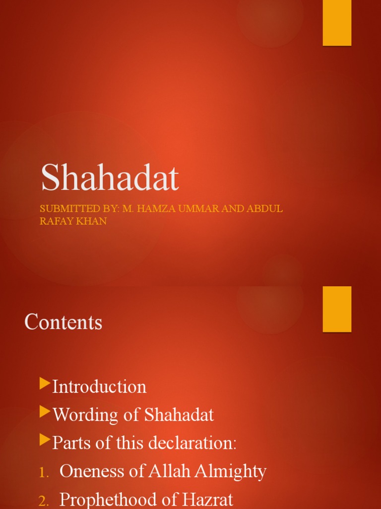 Shahadat: Submitted By: M. Hamza Ummar and Abdul Rafay Khan | PDF | God ...