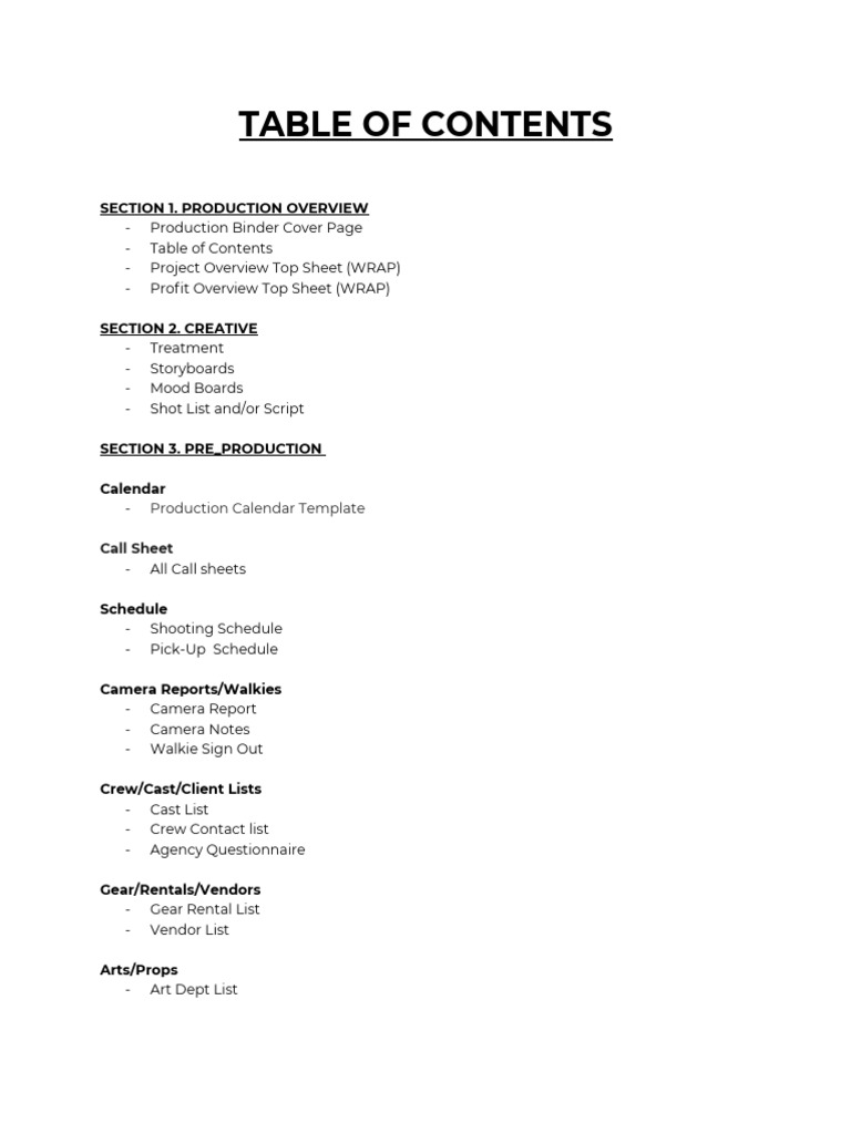 Binder - Table of Contents | PDF