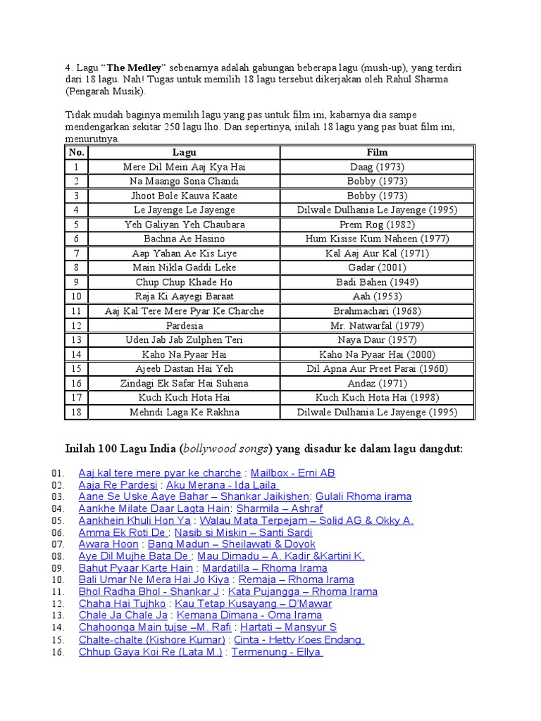 Lagu India Sadur | PDF
