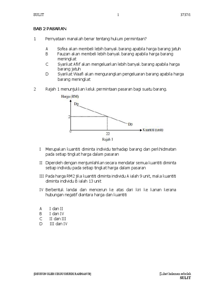 Koleksi Soalan Objektif Trial 2020 Bab 2 Soalan-1 | PDF