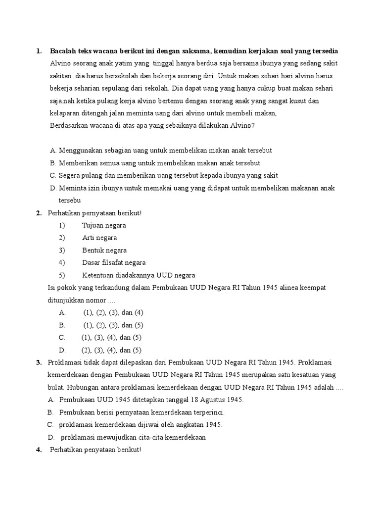 Soal PPKN 9 Latihan | PDF