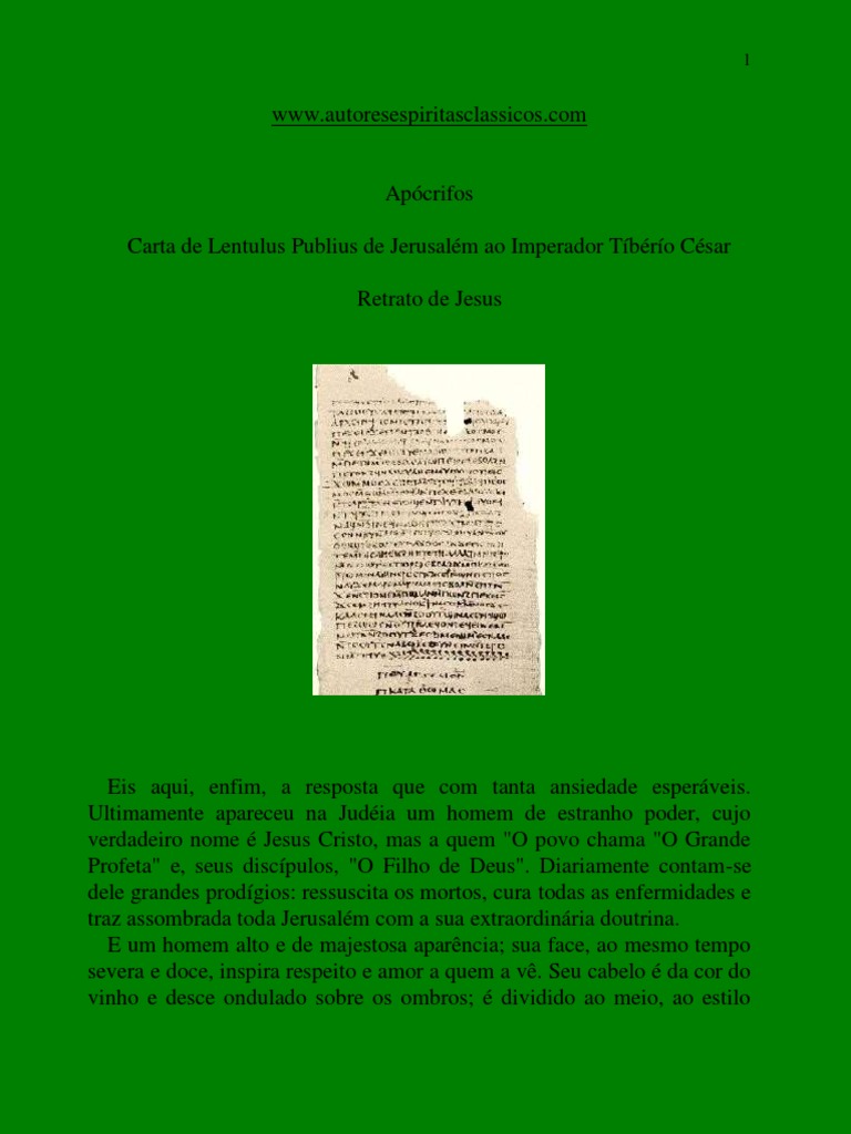 Carta de Lentulus sobre Jesus Cristo | PDF | Religião e Espiritualidade
