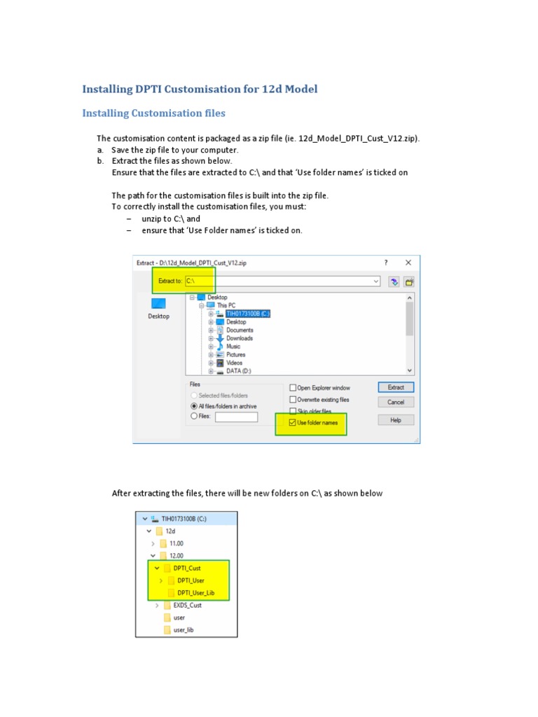 Installing DPTI Customisation For 12d Model | PDF