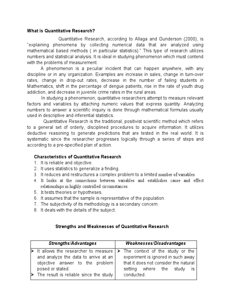 What Is Quantitative Research?: Strengths/Advantages Weaknesses ...