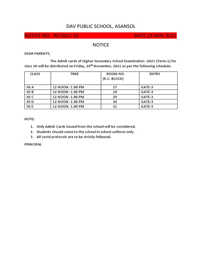 Parent's Notice | PDF