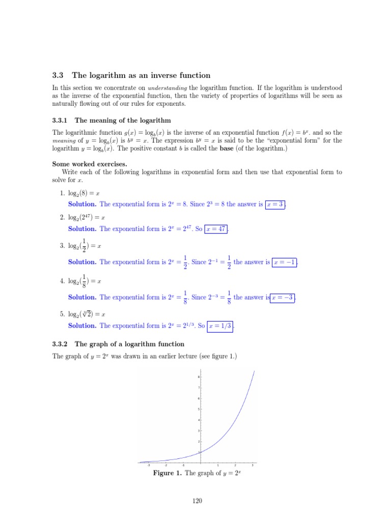 Lecture Notes 3.3 Logarithms | PDF | Logarithm | Exponentiation