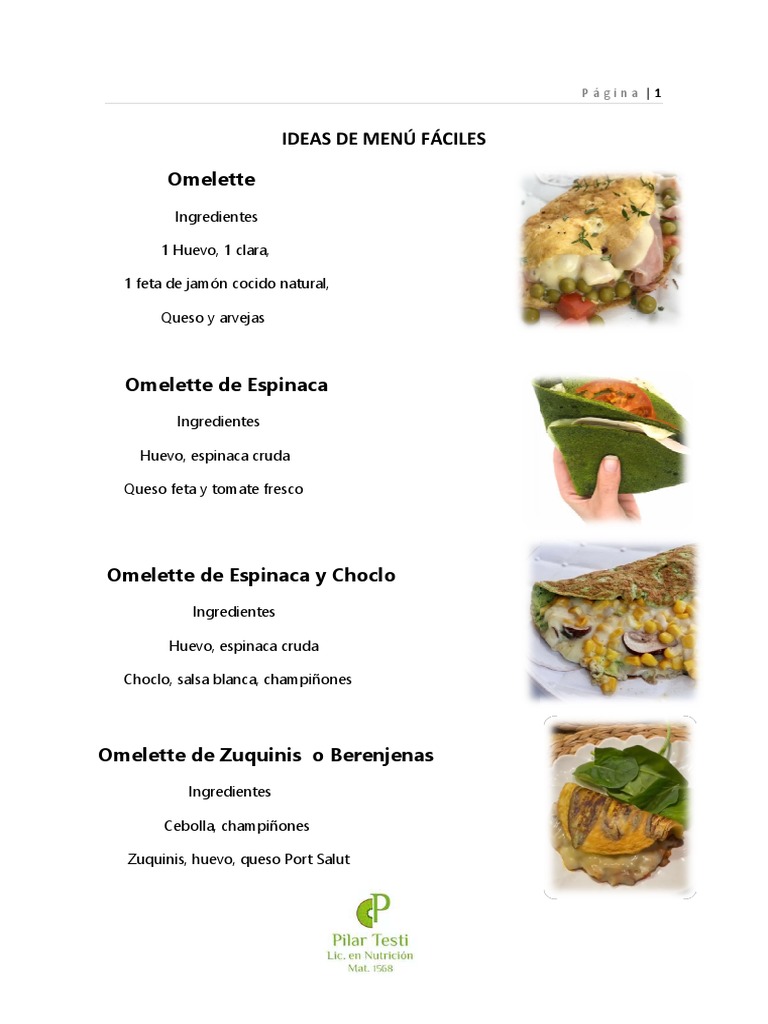 Ideas de Menú Fáciles | PDF | ensalada | Alimentos