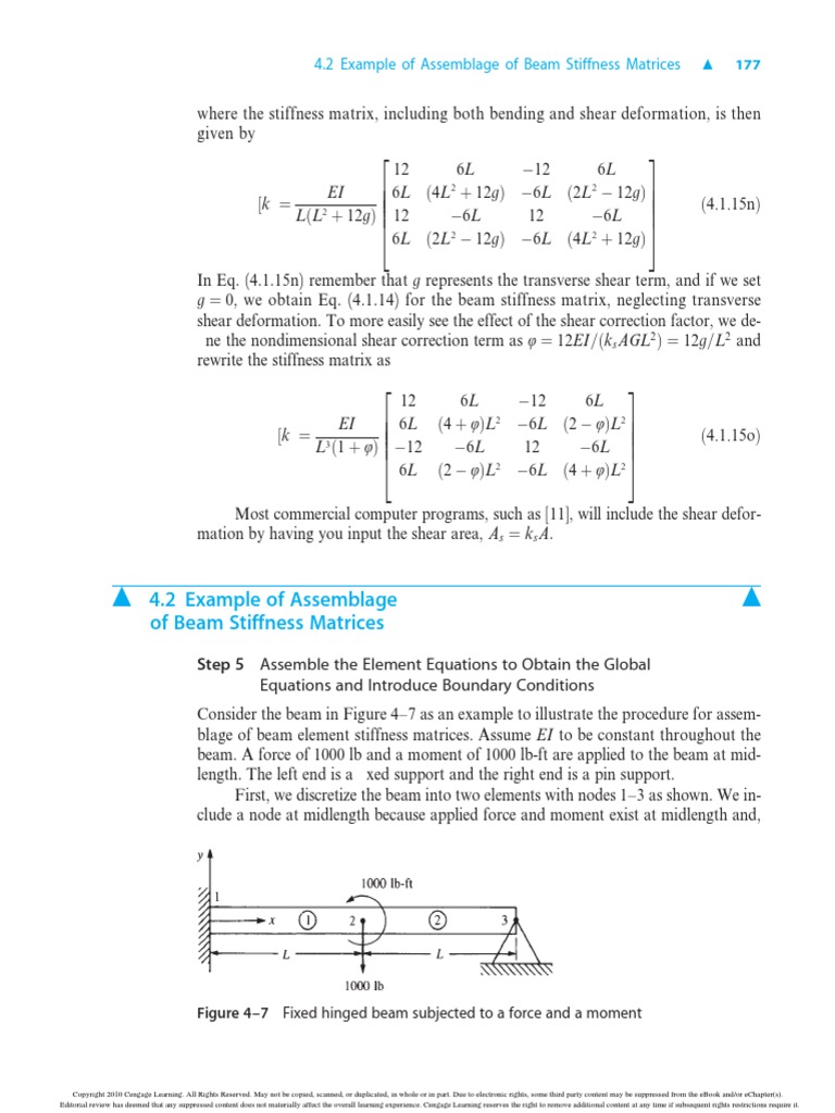 4.2 Example of Assemblage of Beam Stiffness Matrices D | PDF | Beam ...