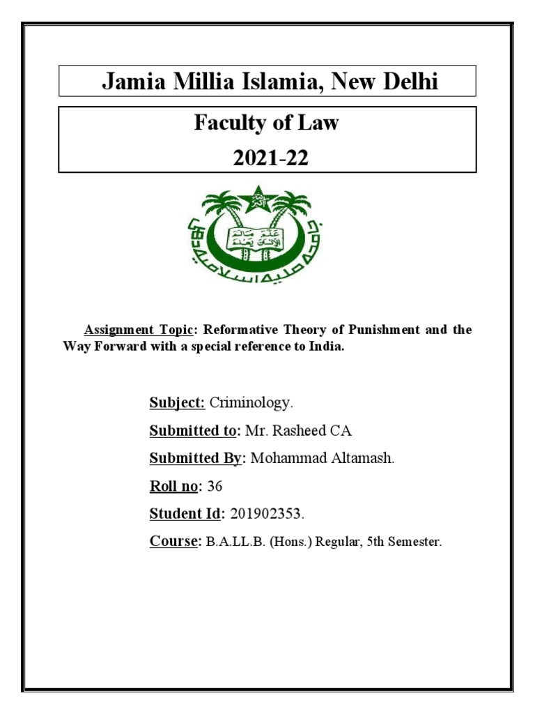 Mohammad Altamash Criminology Assignment. | PDF | Crime & Violence | Crimes