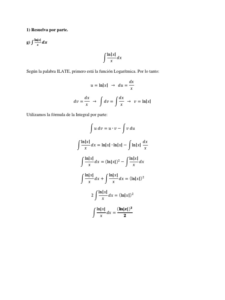 Integrales Por Parte y Completación de Cuadrado | PDF | Integral ...