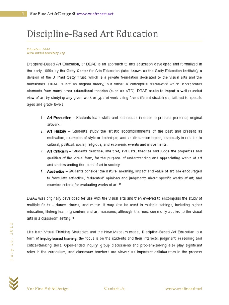 Understanding Discipline-Based Art Education | PDF | Curriculum ...