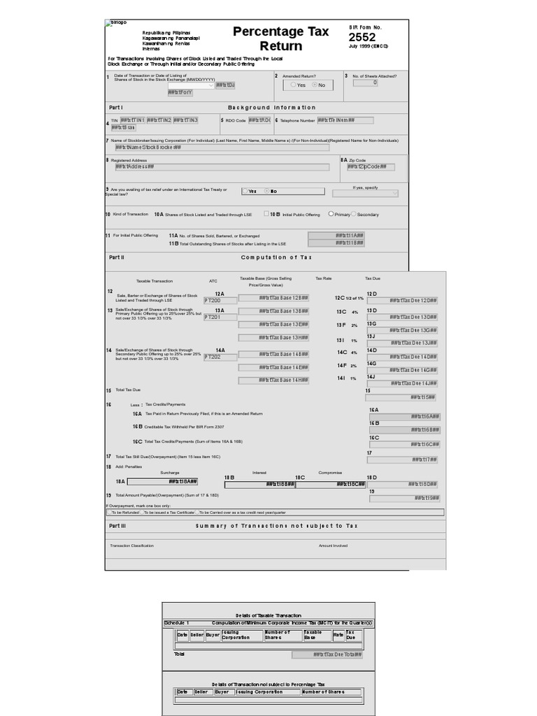 BIR Form No. 2552 | PDF | Stocks | Financial Transaction
