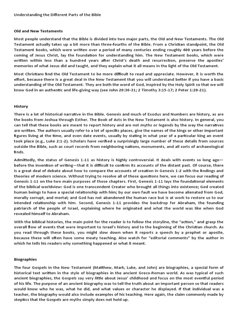 Understanding The Different Parts of The Bible | PDF | Jesus | Bible