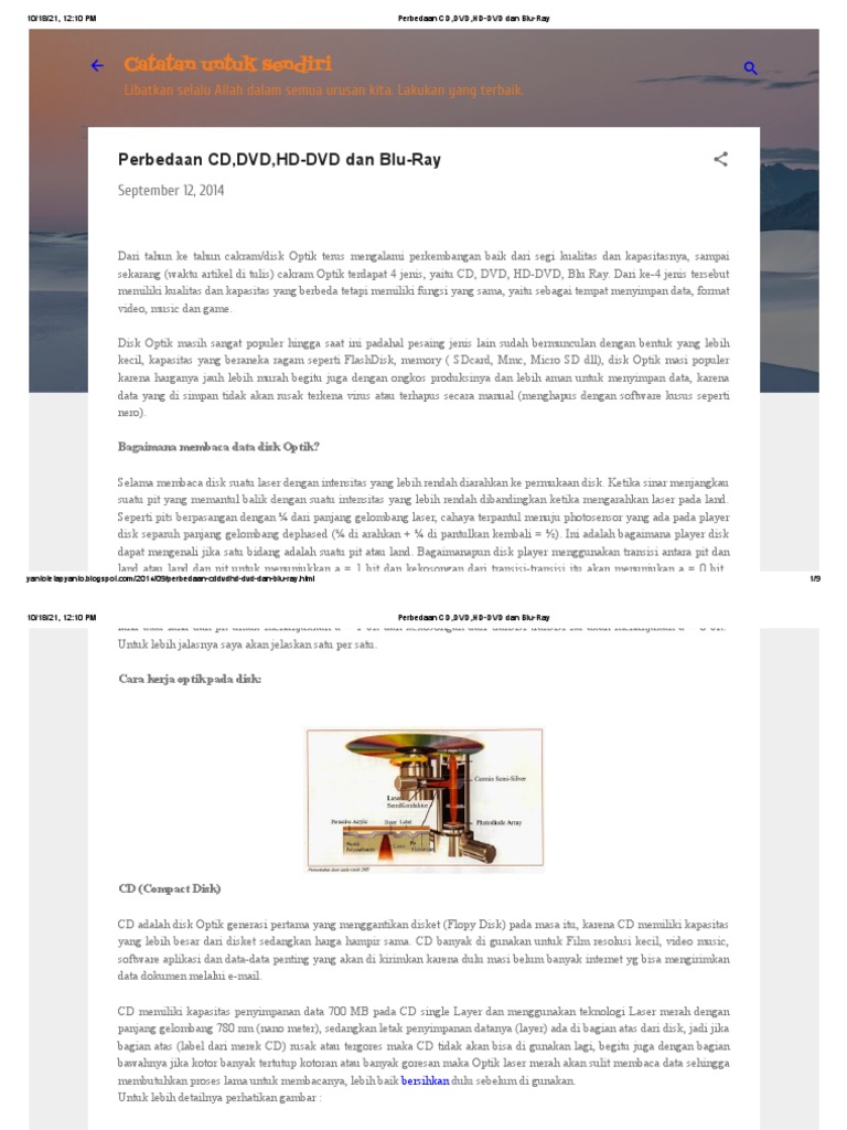 Perbedaan CD, DVD, HD-DVD Dan Blu-Ray | PDF
