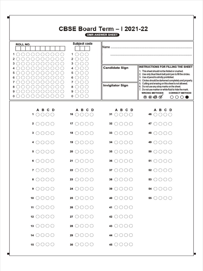 60 Questions OMR Sheet | PDF | Optical Character Recognition | Tools