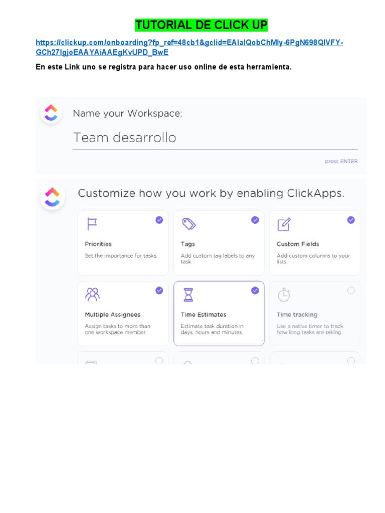 Tutorial Click Up | PDF