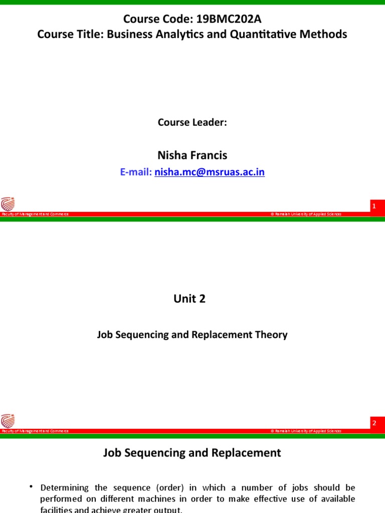 Unit 2 - Job Sequencing and Replacement Theory | PDF | Algorithms | Books