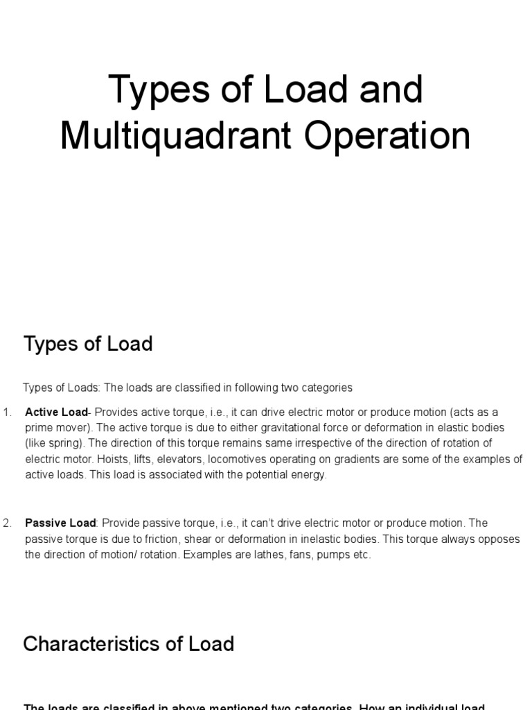 Types of Load and Multiquadrant Operation | PDF | Electric Motor | Friction
