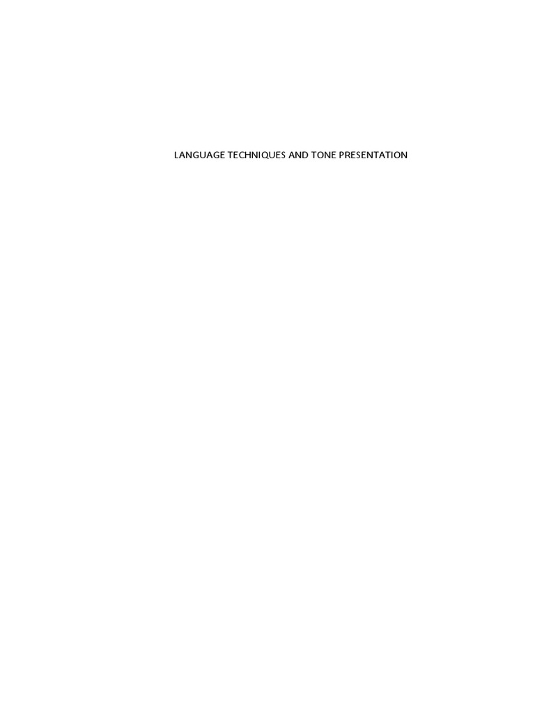 Language Techniques And Tone Presentation PDF Anthropomorphism Satire