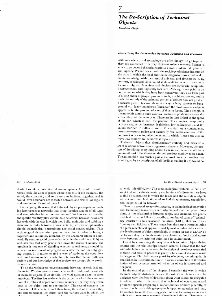 Akrich 1992 The de Scription of Technical Objects | PDF