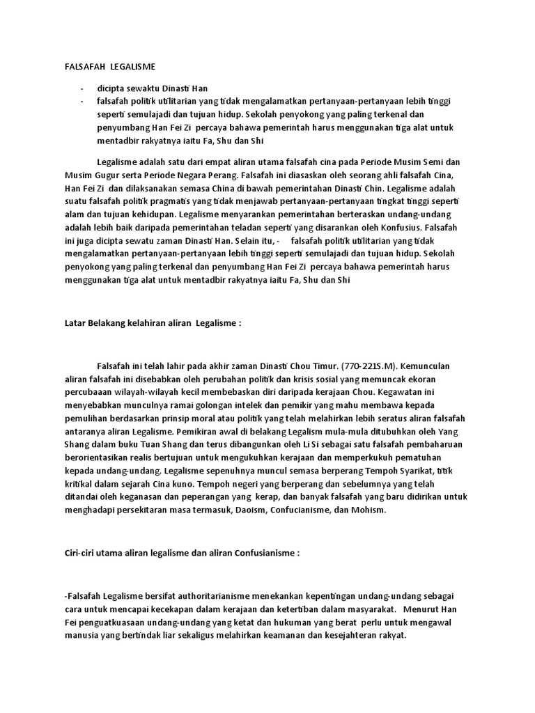 Falsafah Legalisme | PDF