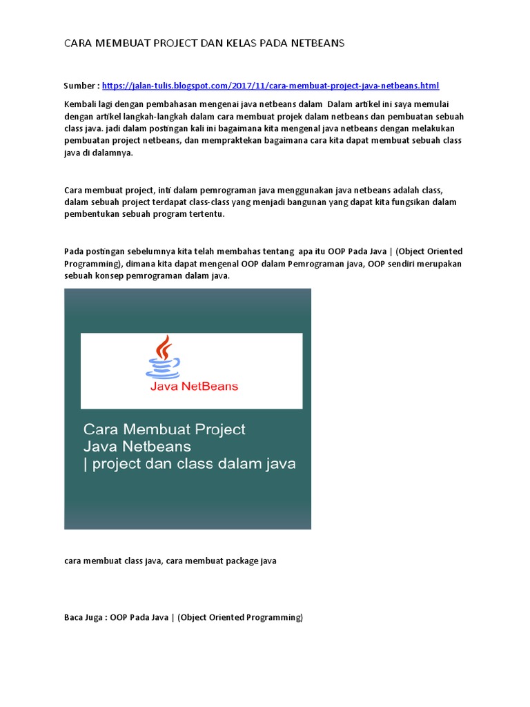 Cara Membuat Project Dan Class Pada Netbeans | PDF