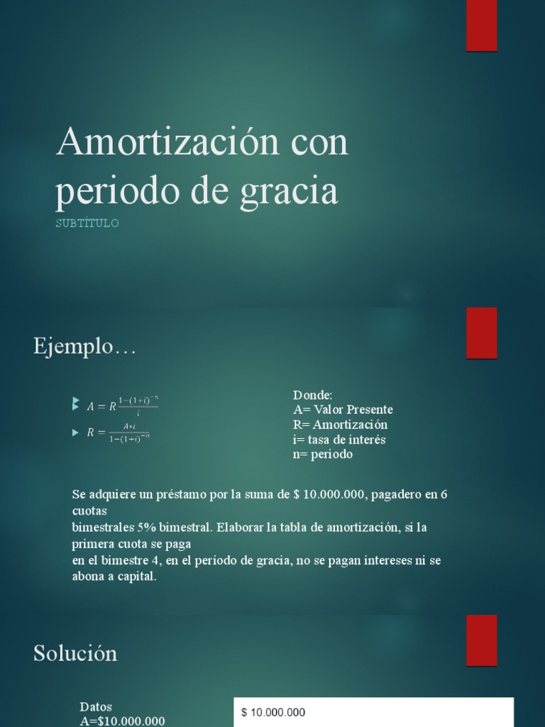 Amortización Con Periodo de Gracia | PDF
