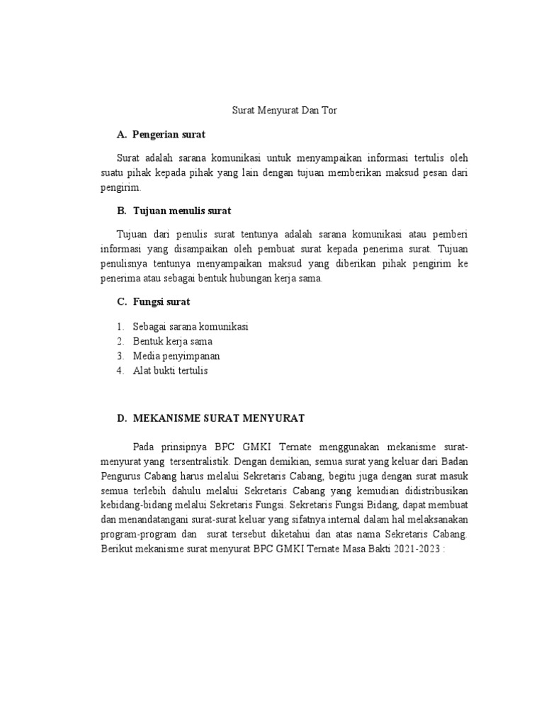 Surat Menyurat Dan Tor | PDF