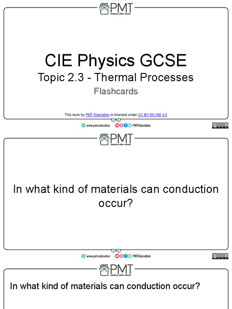 Flashcards - Topic 2.3 Thermal Processes - CAIE Physics IGCSE | PDF ...