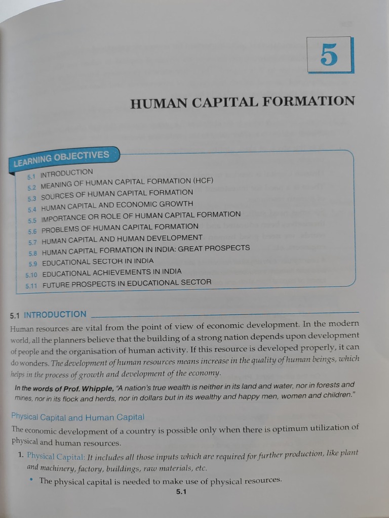Human Capital Formation: Educational Sector | PDF | Human Capital ...