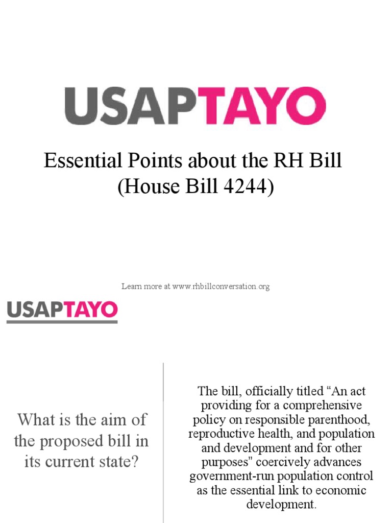 Essential Points of The RH Bill | PDF | Reproductive Health | Health Care