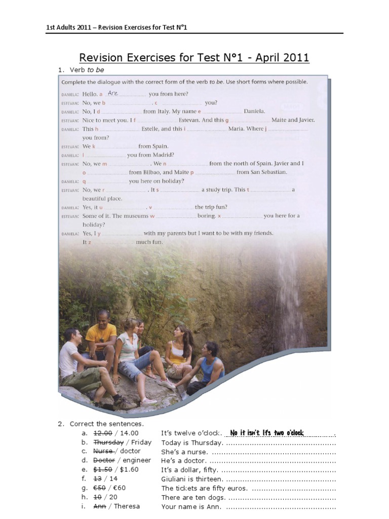 Revision Exercises For Test N 1 | PDF