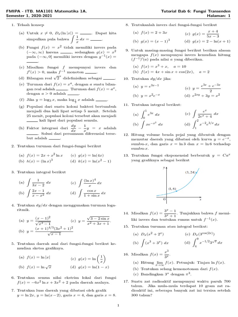 Tutorial Bab 6 MA1101 2020 2021 | PDF
