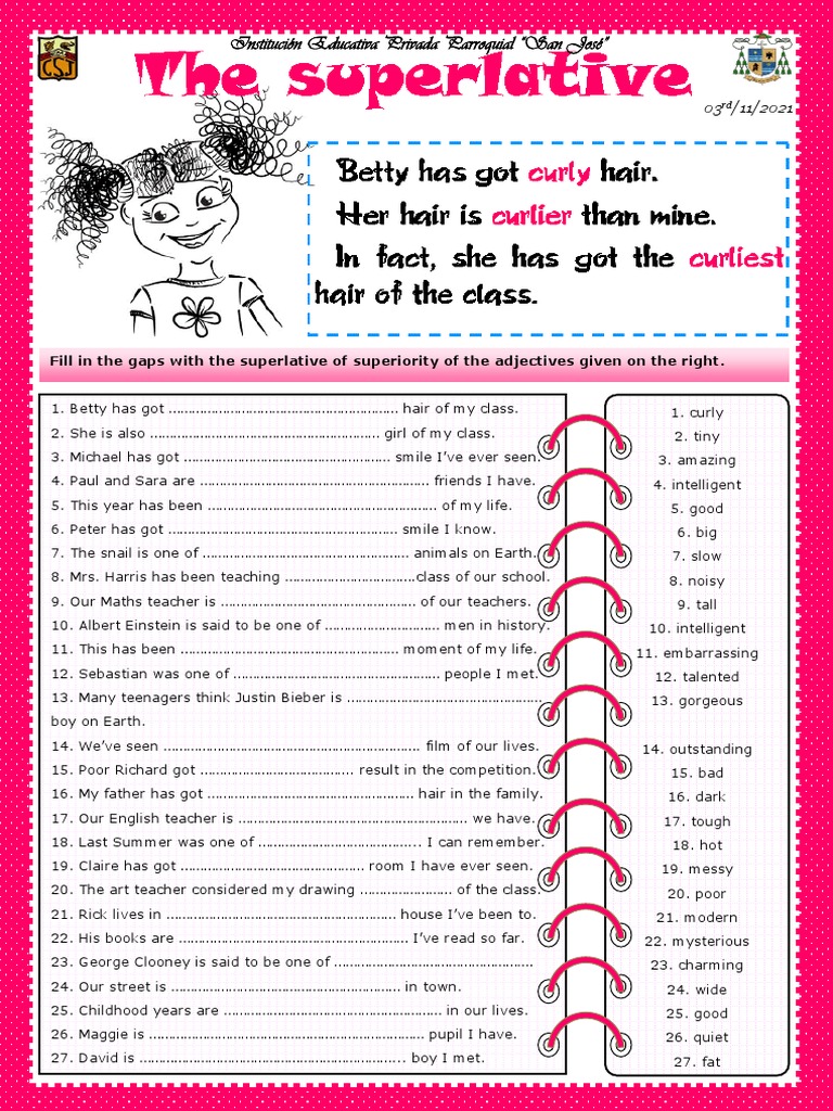Worksheets The Superlative Adjectives 03 11 2021 | PDF