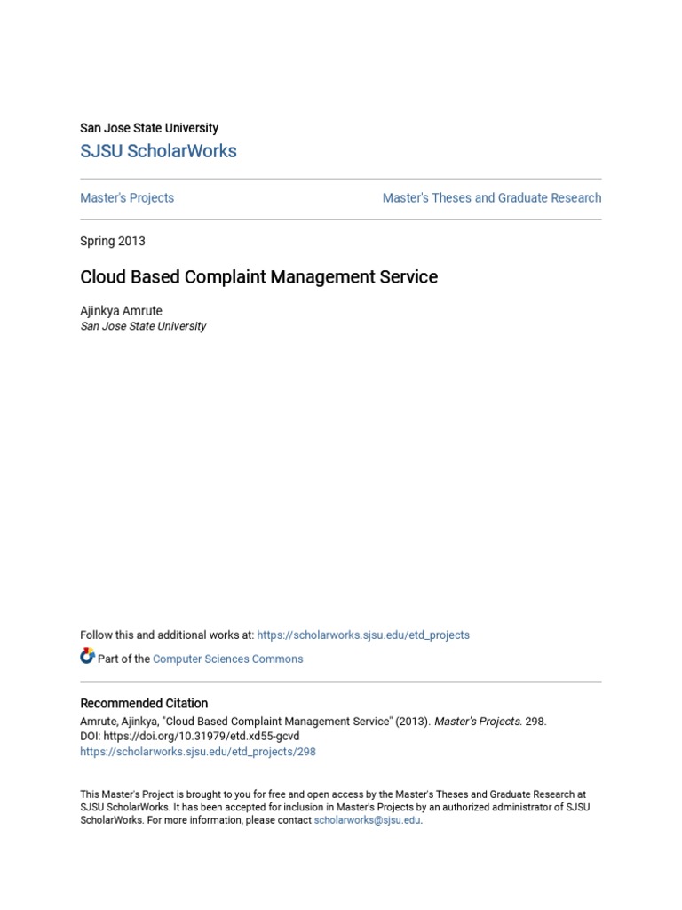 Cloud Based Complaint Management Service | Download Free PDF | Representational State Transfer ...