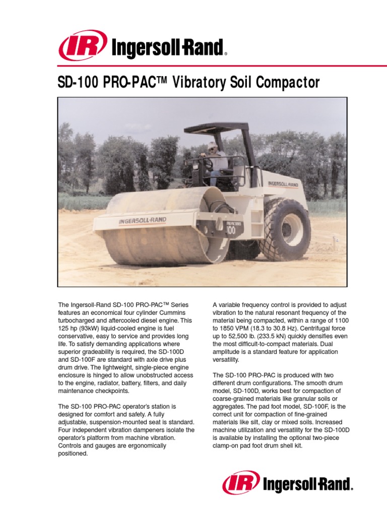SD-100 PRO-PAC™ Vibratory Soil Compactor | PDF | Engines | Electric Motor