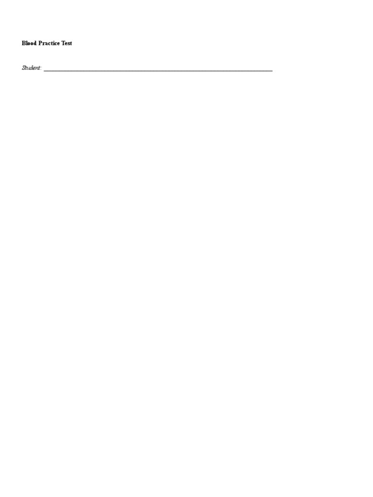 Blood Practice Test | PDF | Blood Type | Blood Cell