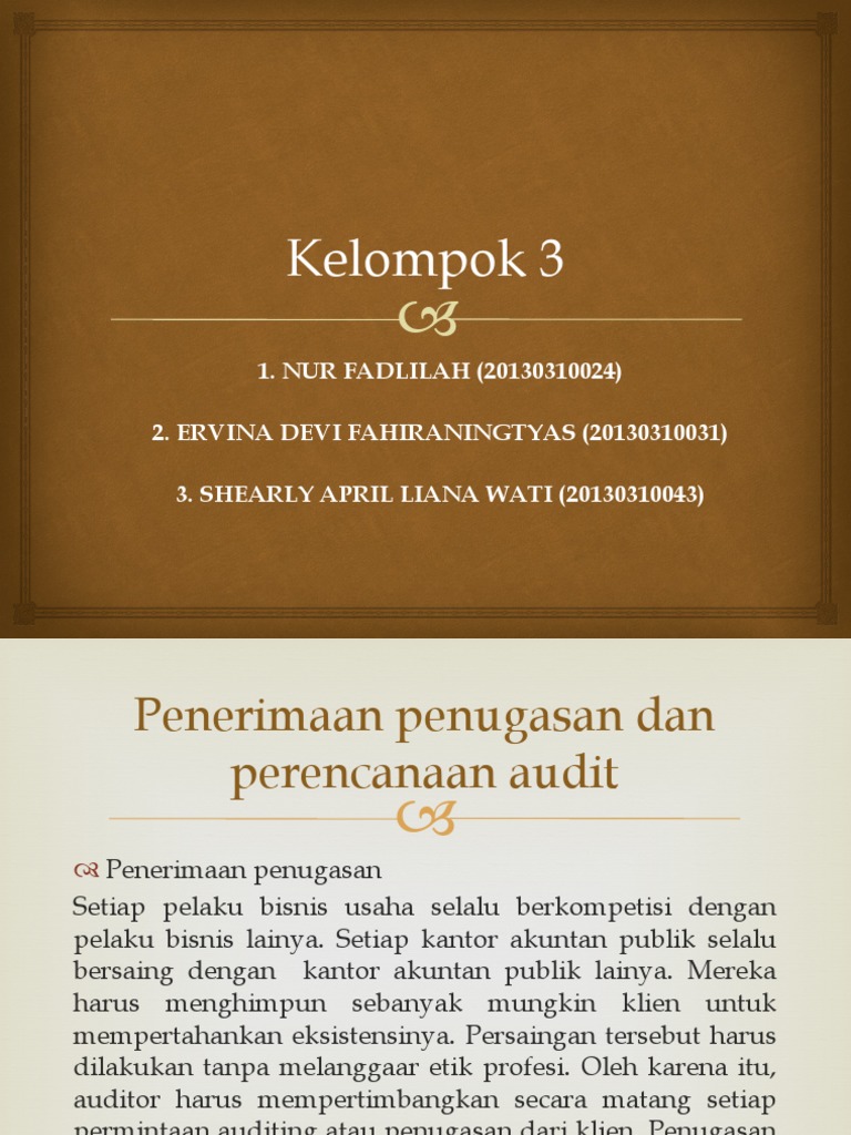 Kelompok 3 Auditing | PDF | Pengelolaan Keuangan & Uang