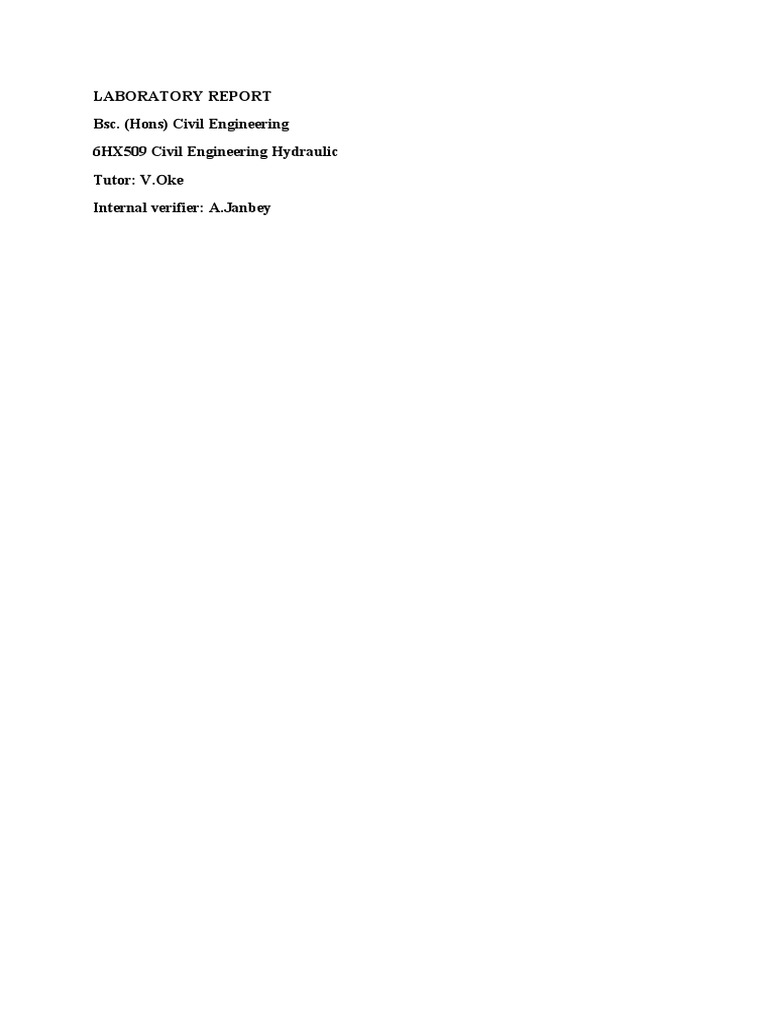 Civil Hydraulics Lab Report | PDF | Water | Discharge (Hydrology)