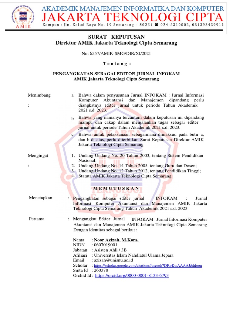 SK Editor Jurnal 2021-2023 | PDF