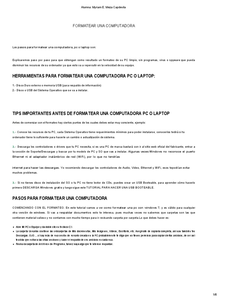 Guía Completa: Formatear PC Windows | PDF | Archivo de computadora ...