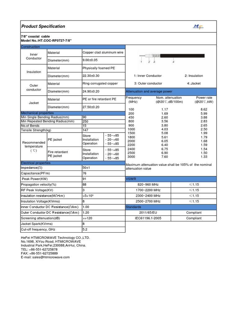 7 8 Coaxial Feeder Cable | PDF | Coaxial Cable | Insulator (Electricity)