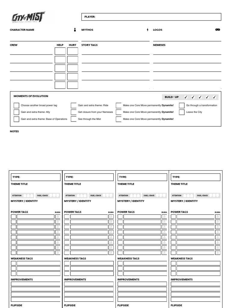 Print Friendly Character Sheet | PDF