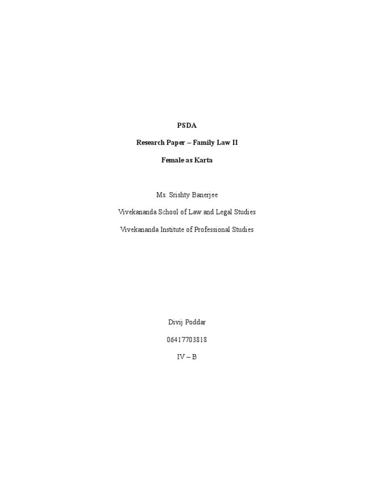 Female As Karta | PDF | Property | Social Institutions