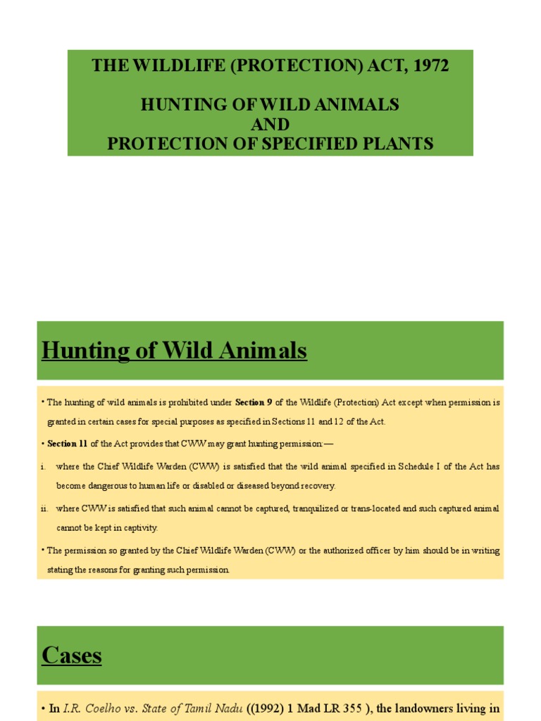 Hunting of Wild Animals and Protection of Specified Plants | PDF ...