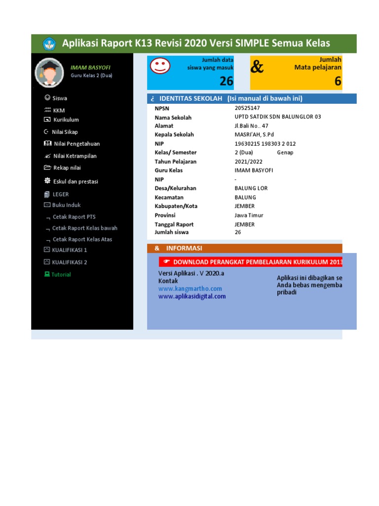 Aplikasi k13 Simple Semua Kelas SD Revisi | PDF